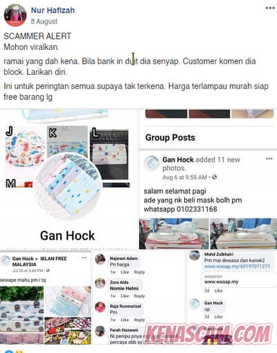 Scam Face Mask FB Gan Hock - KenaScam.com